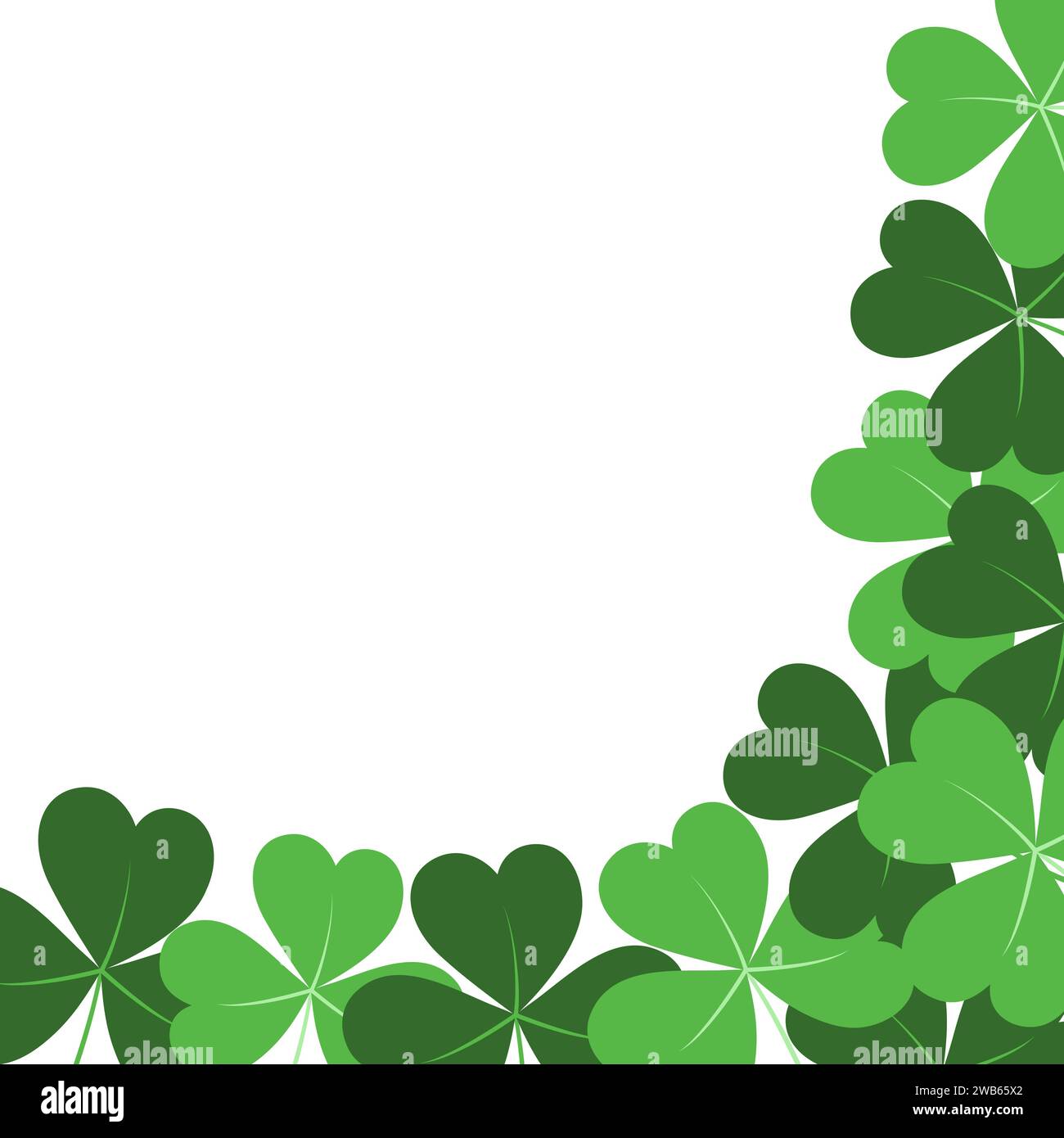 Abstract corner frame border with shamrocks in trendy green. Copyspace ...