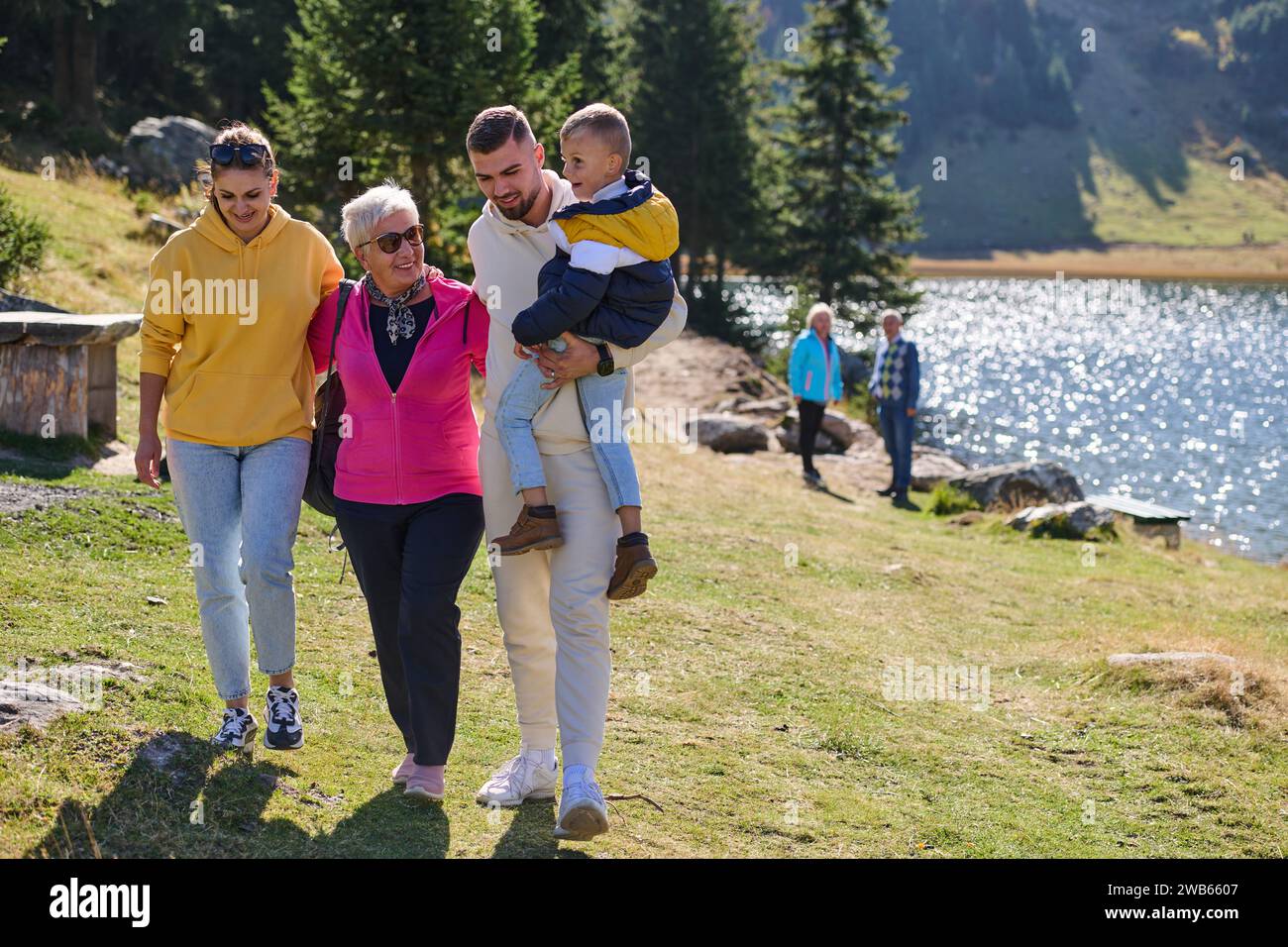 A family shares delightful moments with their friends amid the stunning ...