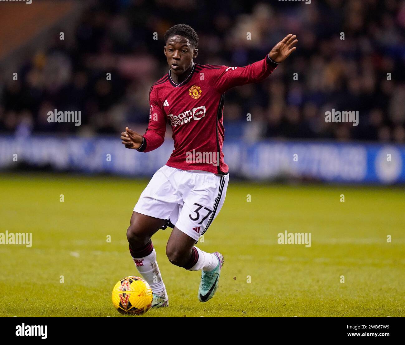 Wigan, UK. 8th Jan, 2024. Kobbie Mainoo of Manchester United during the ...