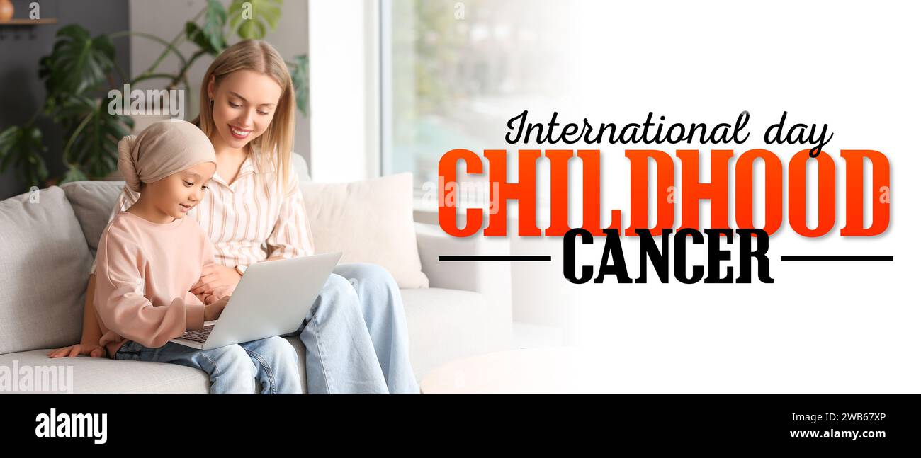 Banner for International Childhood Cancer Day with little girl after ...