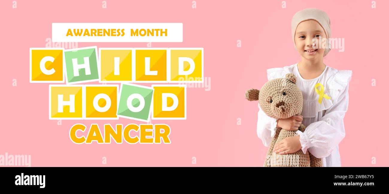 Banner for International Childhood Cancer Day with little girl after ...