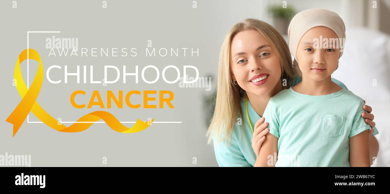 Banner for International Childhood Cancer Day with little girl after ...
