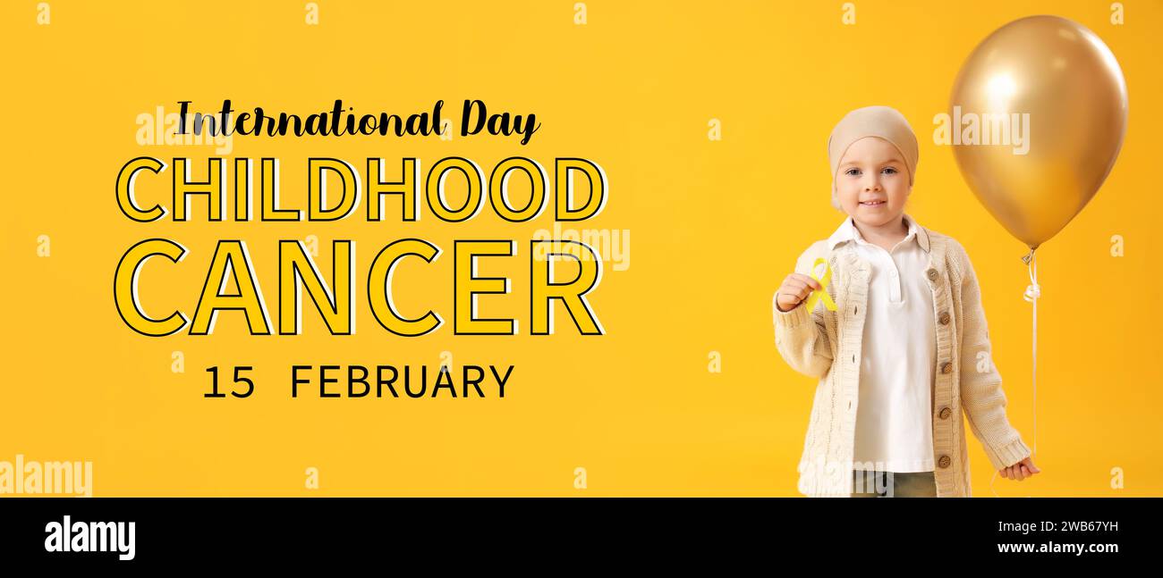 Banner for International Childhood Cancer Day with little girl after ...