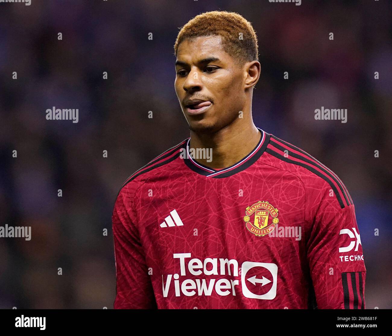 Wigan, UK. 8th Jan, 2024. Marcus Rashford of Manchester United during ...