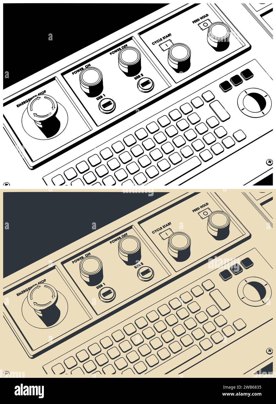 Cnc Control Panel Industrial Machinery Stock Vector Images Alamy