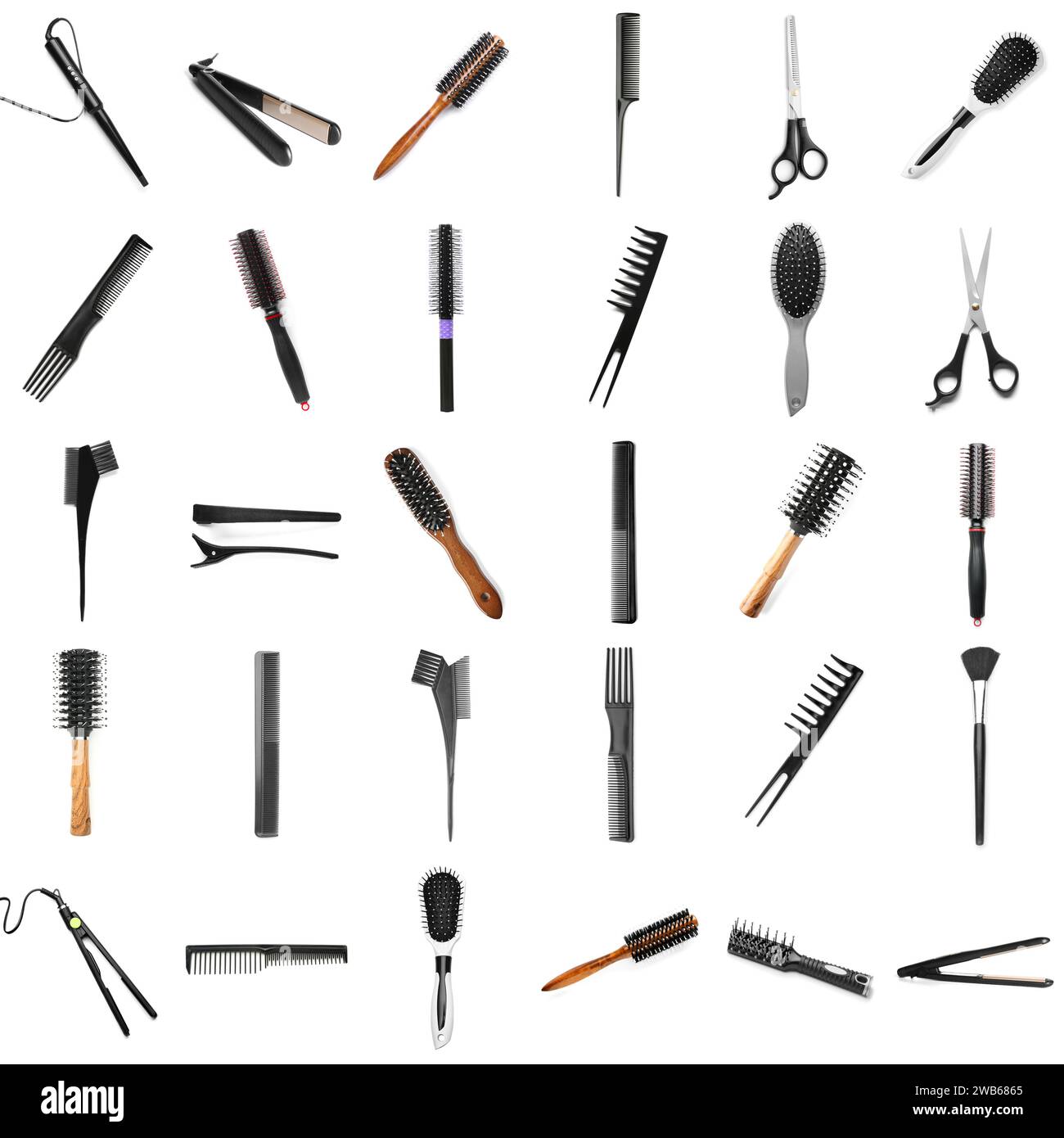 Set of professional hairdressing tools on white background Stock Photo ...