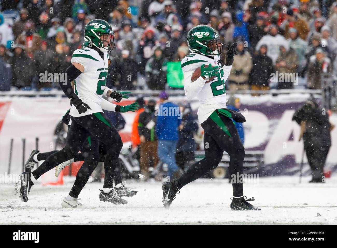 New York Jets safety Tony Adams (22) reacts after an interception ...