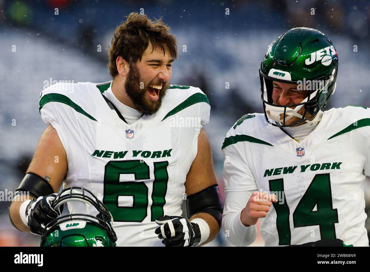 New York Jets offensive tackle Max Mitchell (61) celebrates with ...