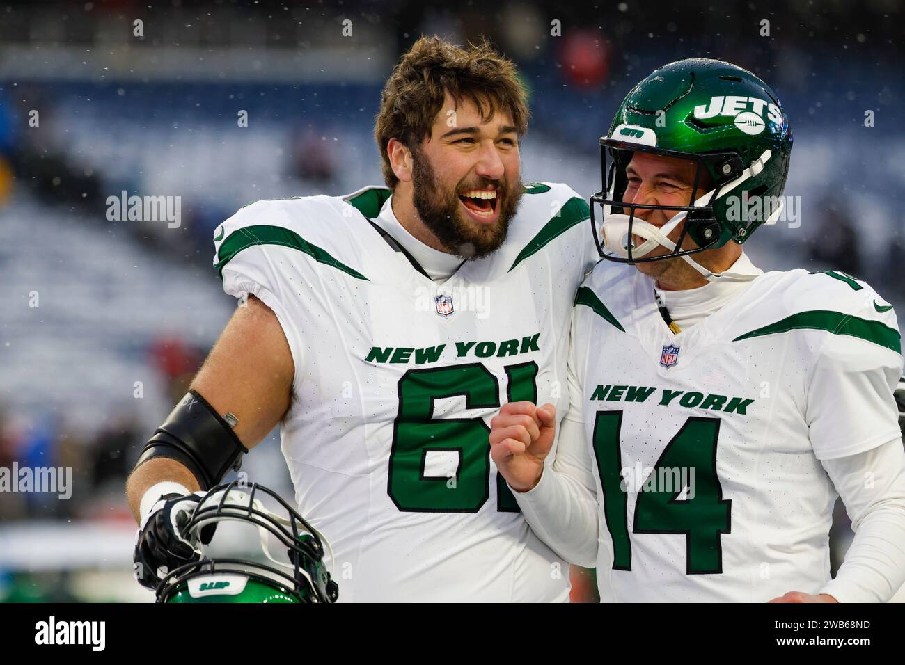 New York Jets offensive tackle Max Mitchell (61) celebrates with ...