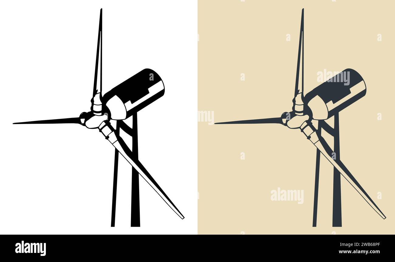 Stylized vector illustrations of a wind generator close-up Stock Vector ...