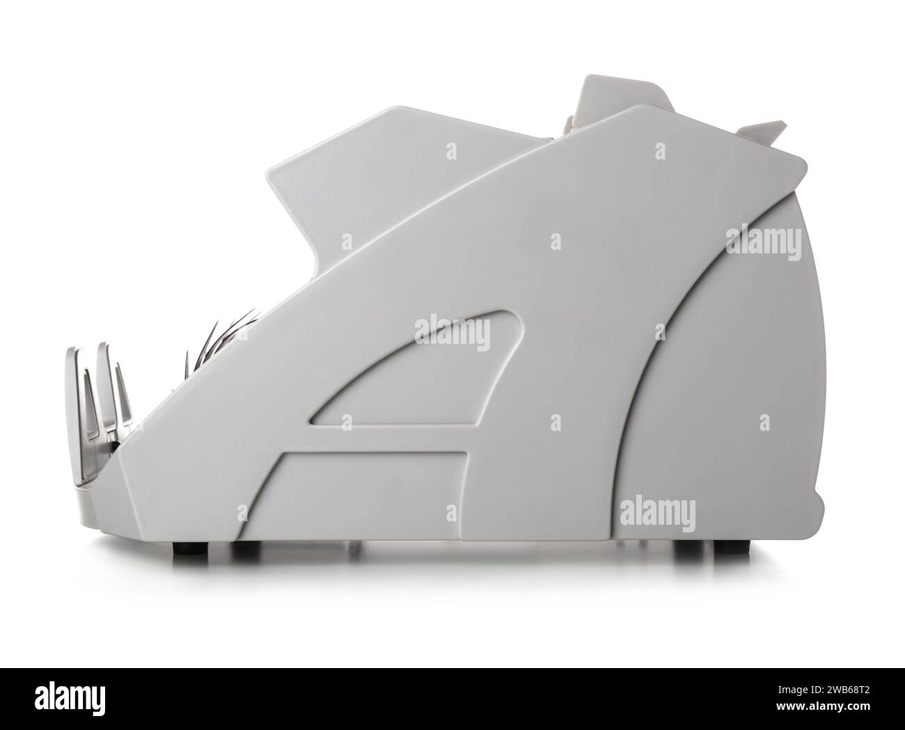 Modern cash counting machine on white background Stock Photo - Alamy