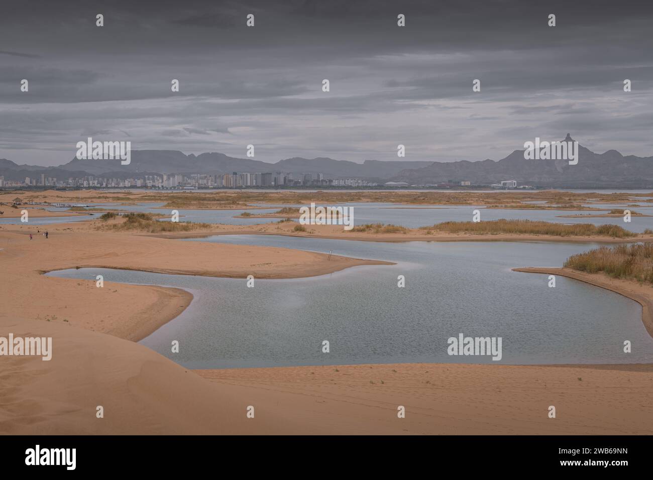 Gobi desert and the river near Wuhai, Inner Mongolia, China. Unique ...