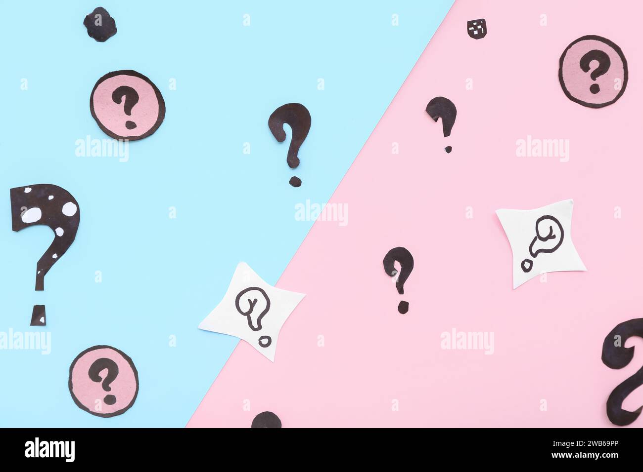 Different question marks on color background Stock Photo - Alamy