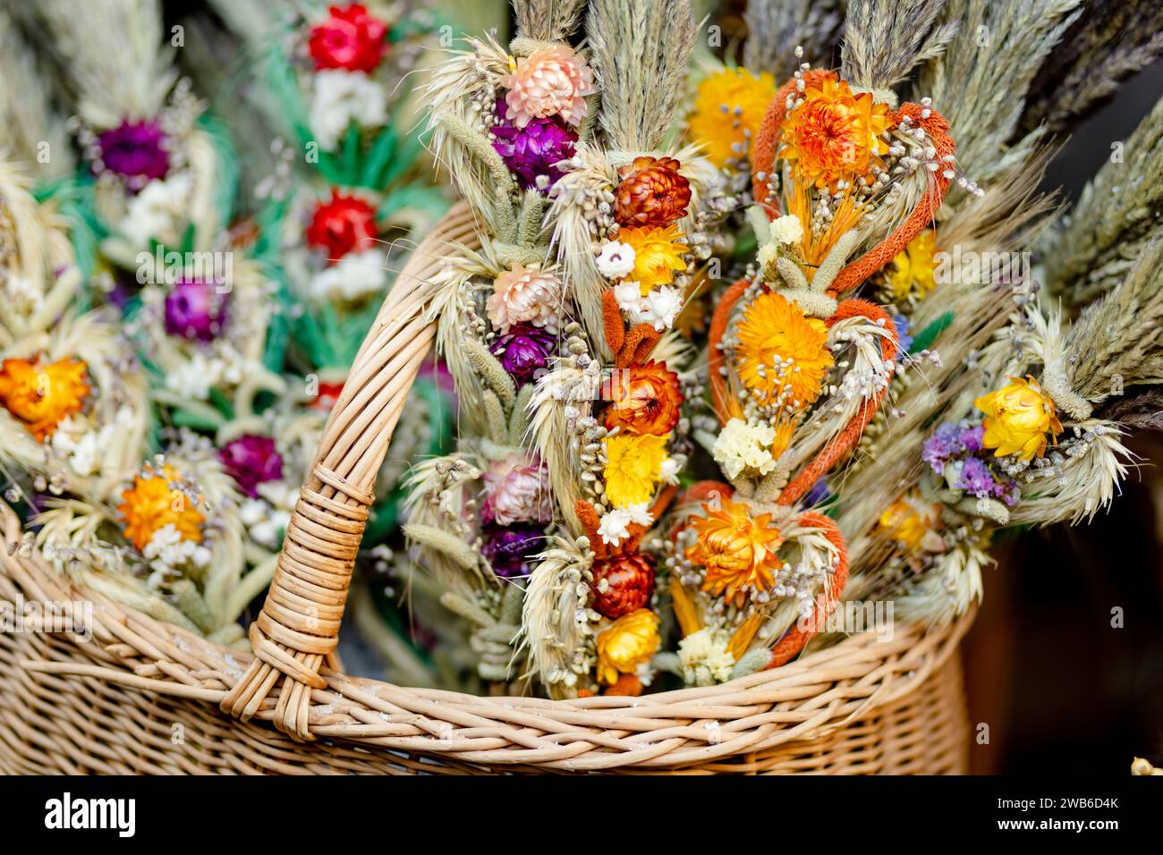 Traditional Lithuanian Easter palms known as verbos sold on Kaziukas ...