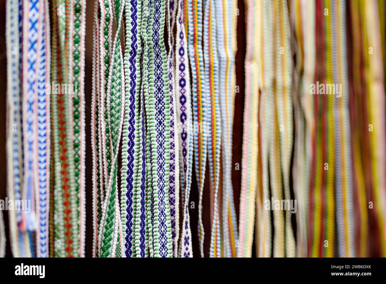 Details of a traditional colorful Lithuanian weave. Woven belts as a ...
