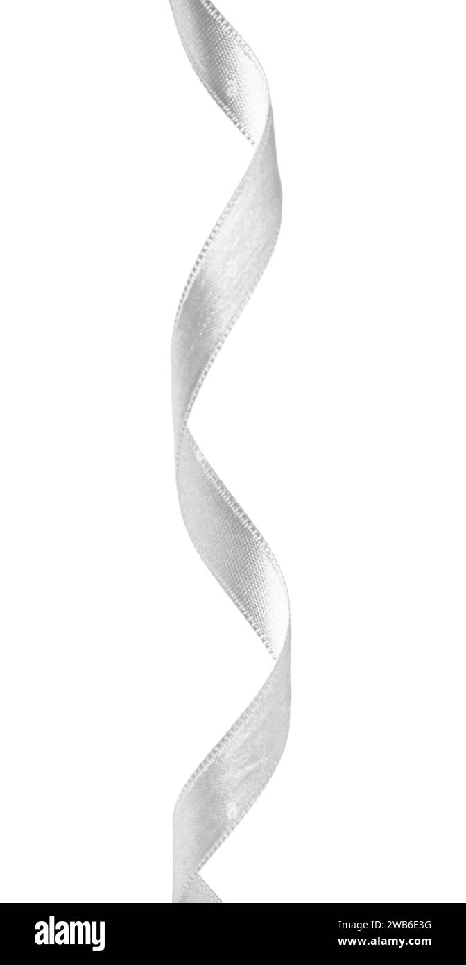 One white satin ribbon isolated on white Stock Photo - Alamy