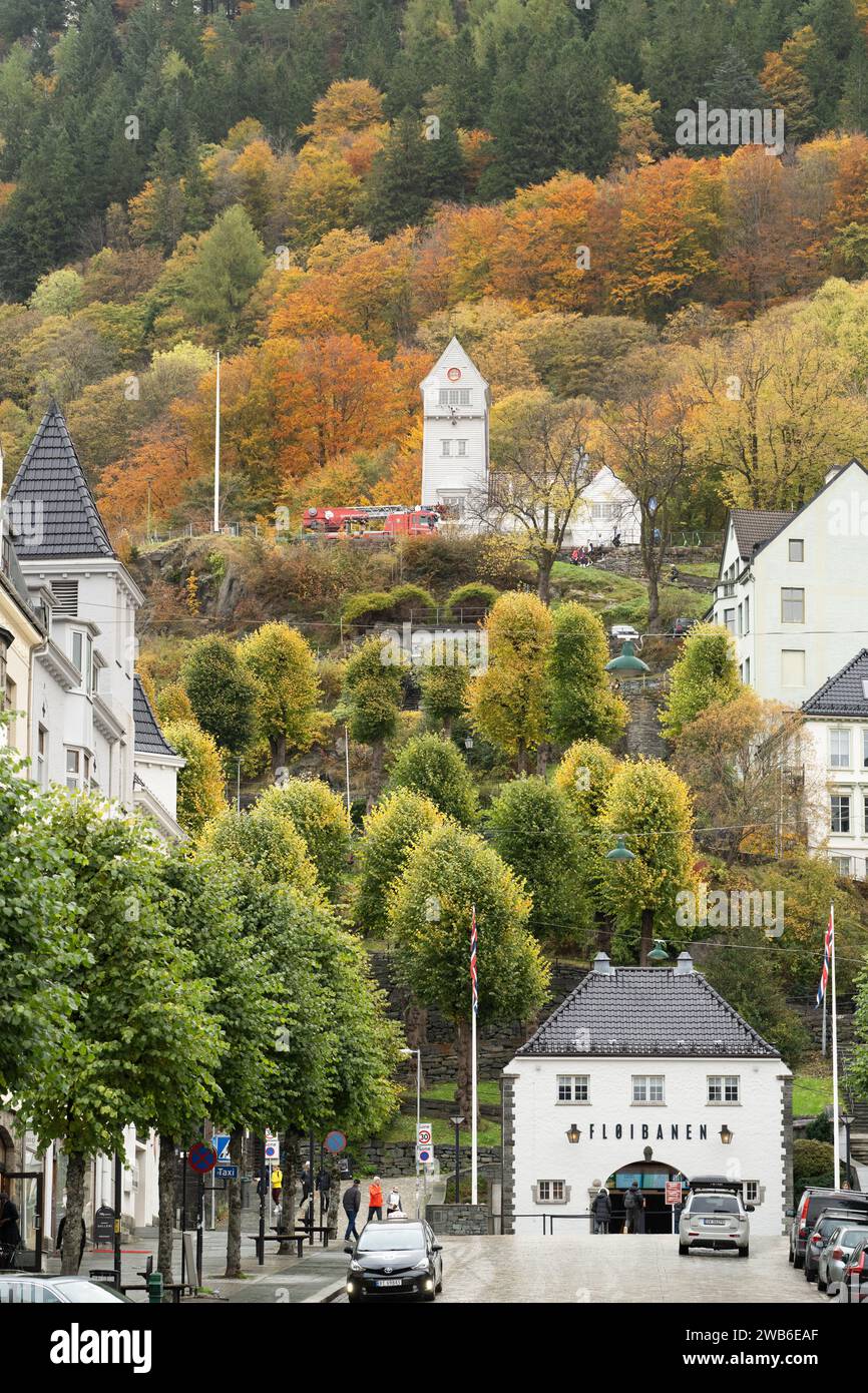 The Fløibanen is a funicular railway in the Norwegian city of Bergen ...