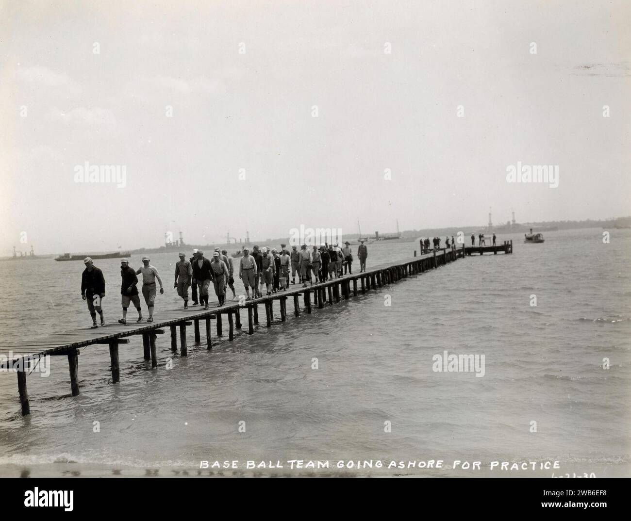USS Pennsylvania (BB-38), 1916-17. Baseball Team going ashore for ...