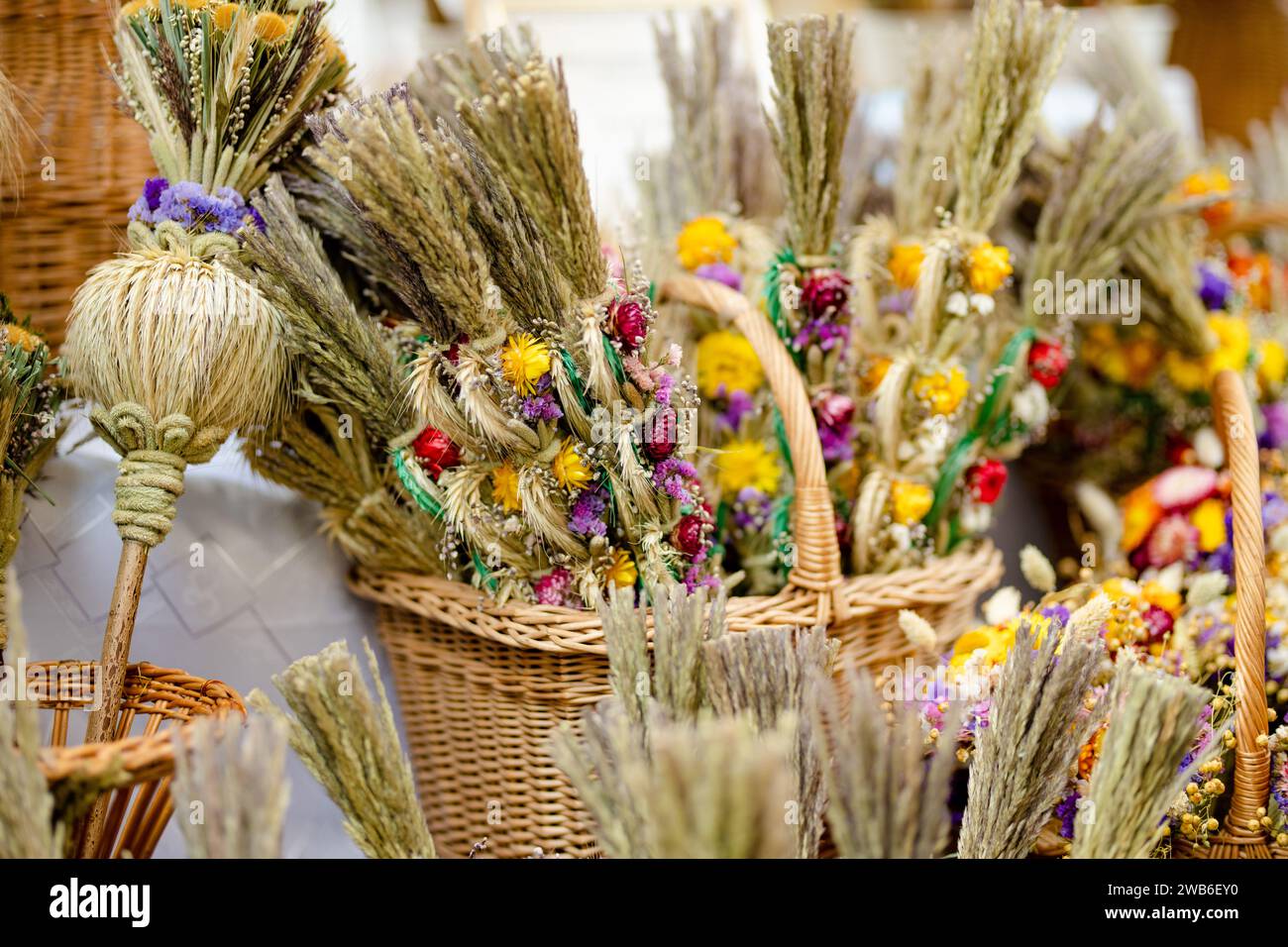 Traditional Lithuanian Easter palms known as verbos sold on Kaziukas ...