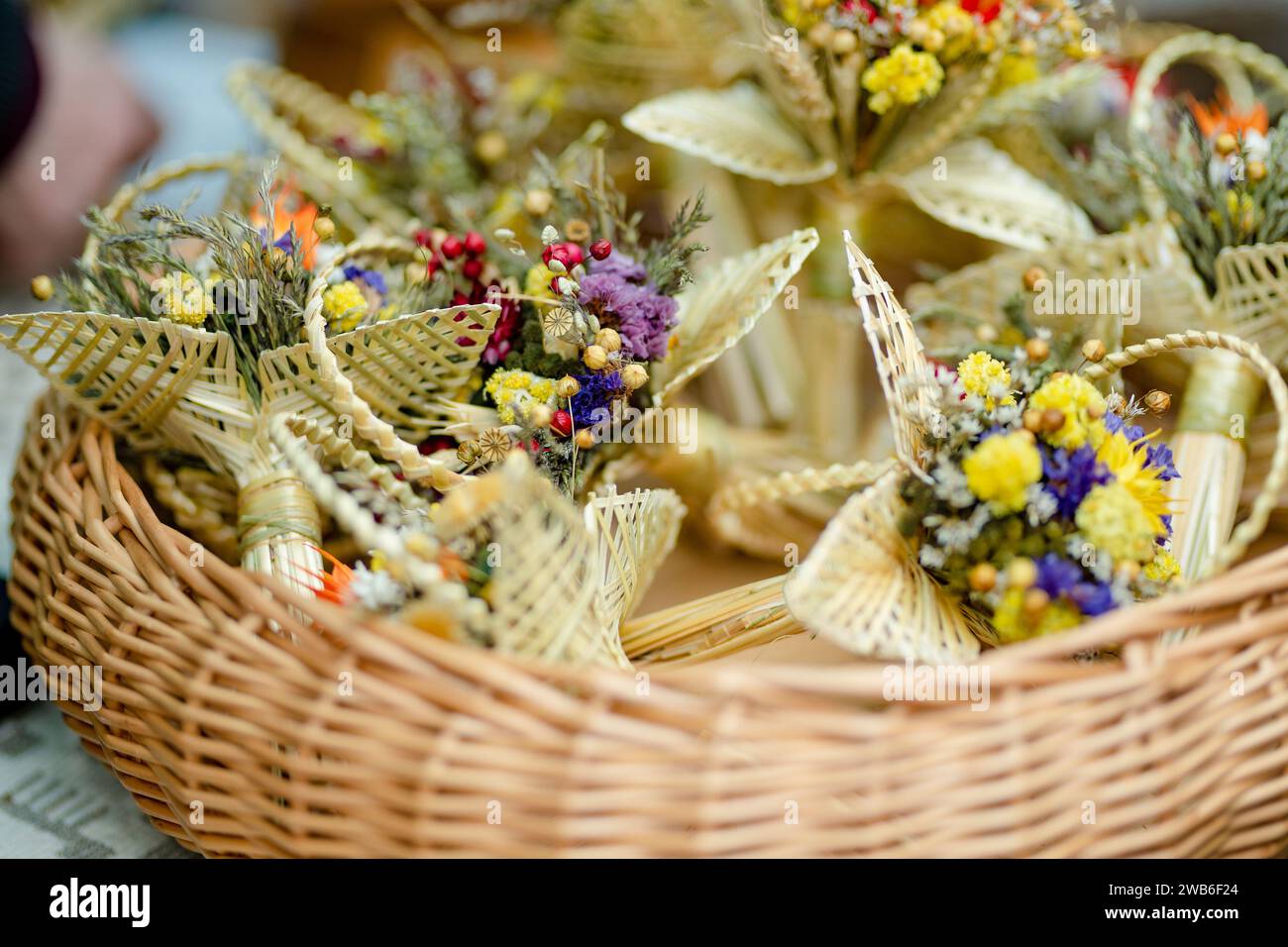 Traditional Lithuanian Easter palms known as verbos sold on Kaziukas ...