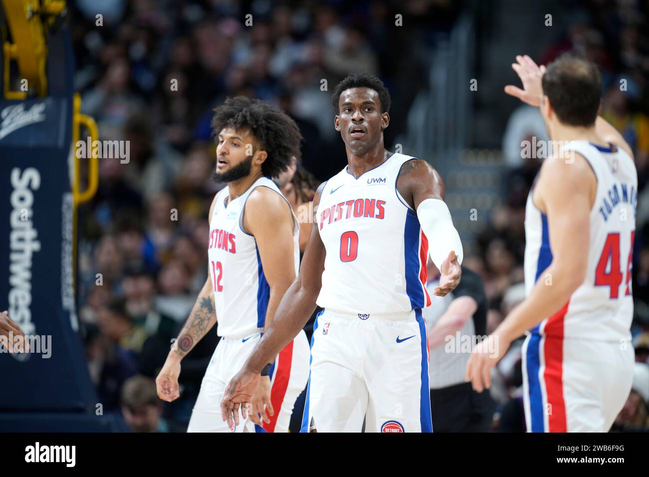 Detroit Pistons center Jalen Duren (0) in the first half of an NBA ...