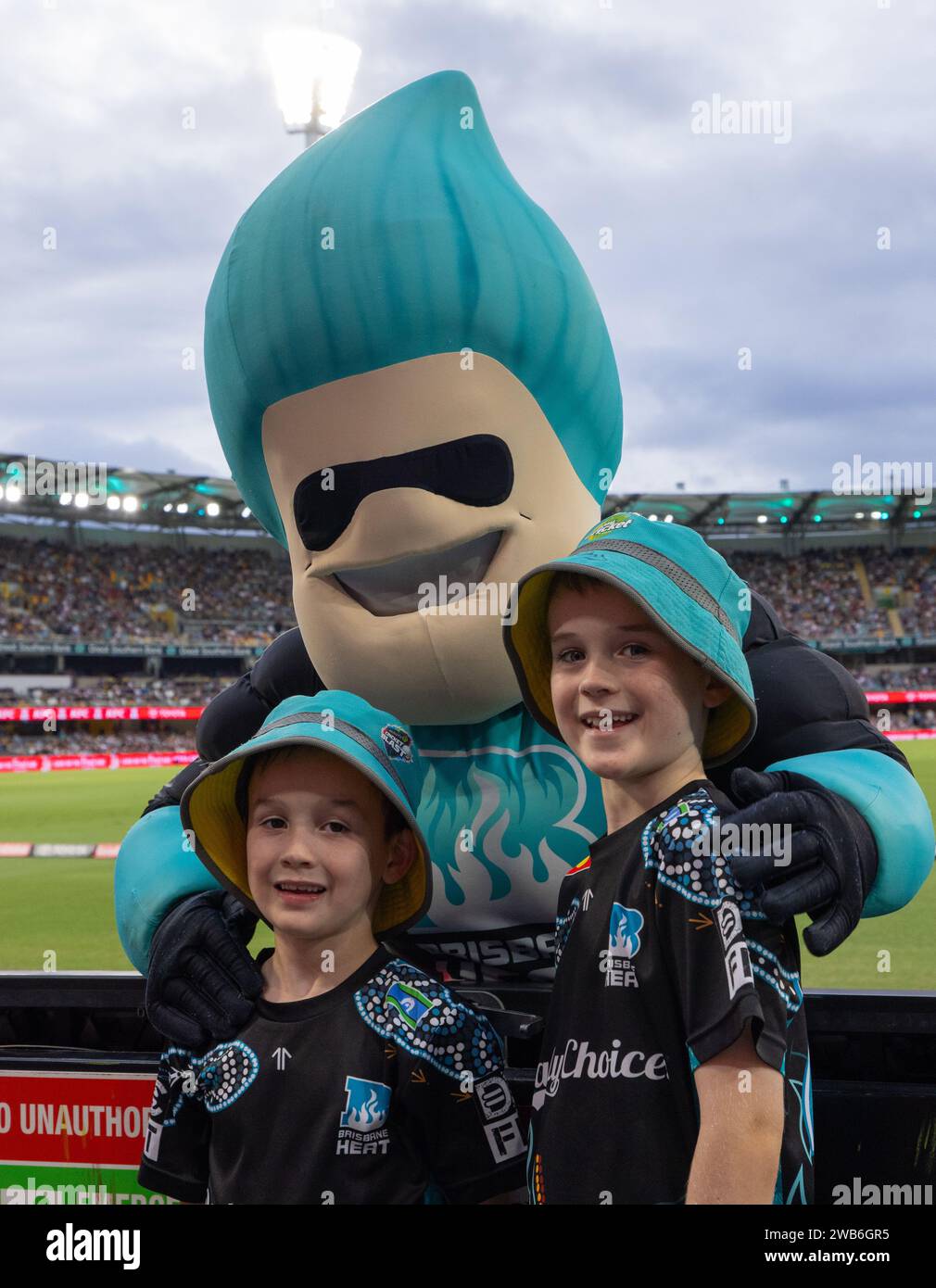 Brisbane, Australia. 7th Jan 2024. Brisbane Heat mascots entertain the ...