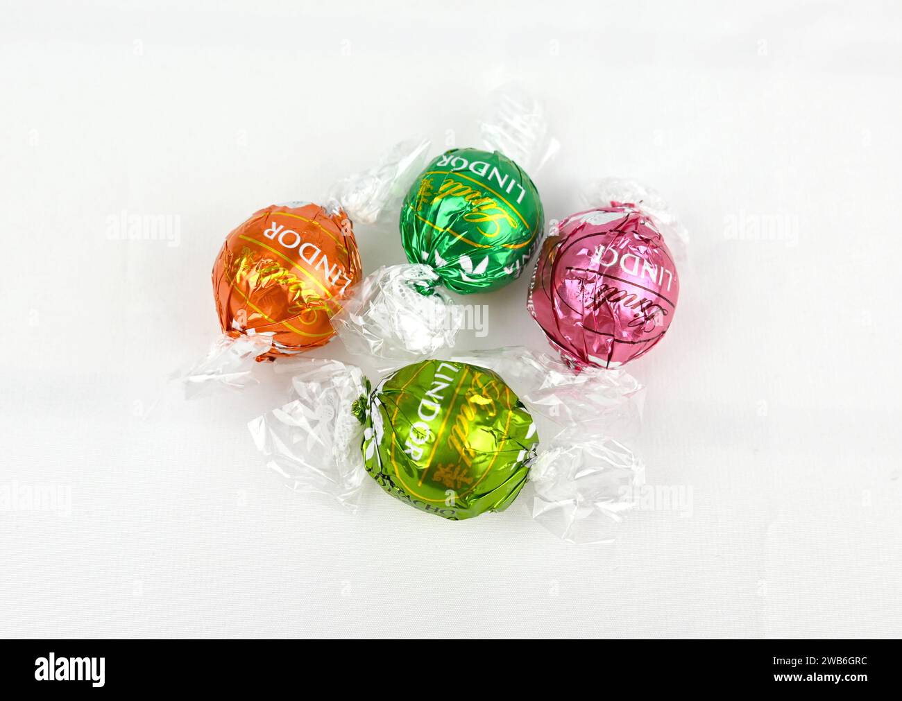 Assortment of Lindt Lindor chocolate balls on white background – Wales ...