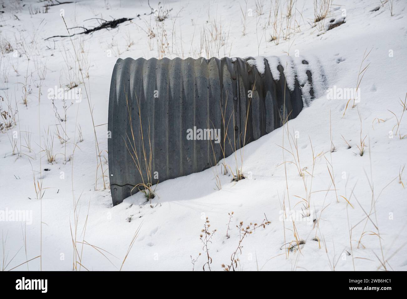 Culvert side view with snow Stock Photo - Alamy