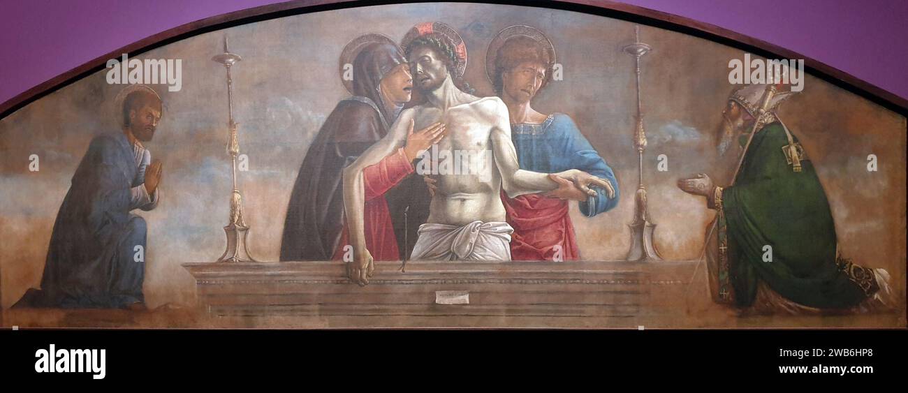 1458 Bellini Die Beweinung Christi mit den Heiligen Markus und Nikolaus ...