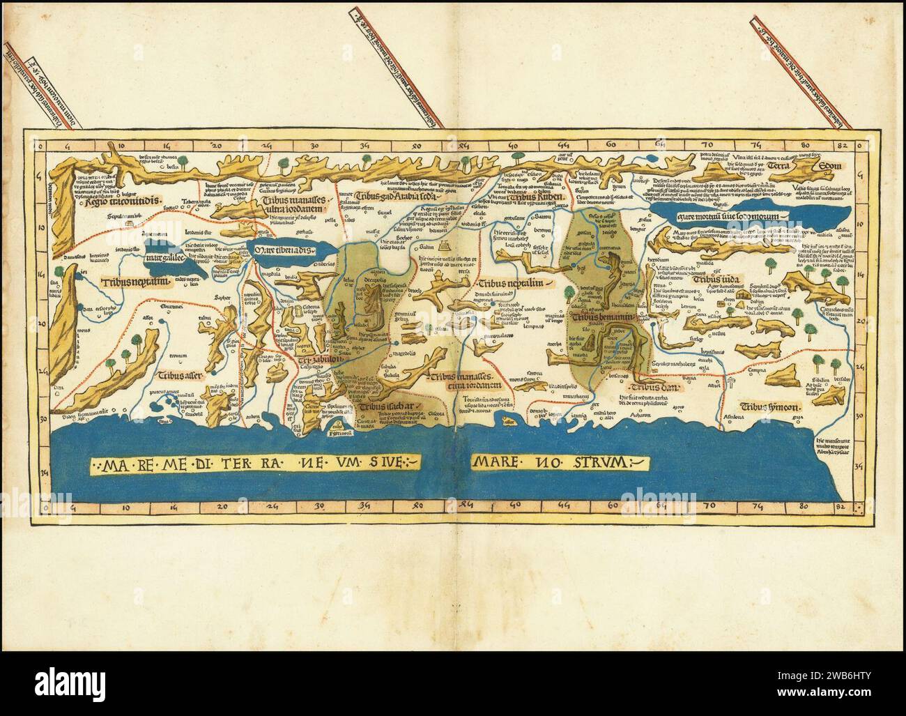 1482 Ulm Sanuto-Vesconte Map of the Holy Land Stock Photo - Alamy