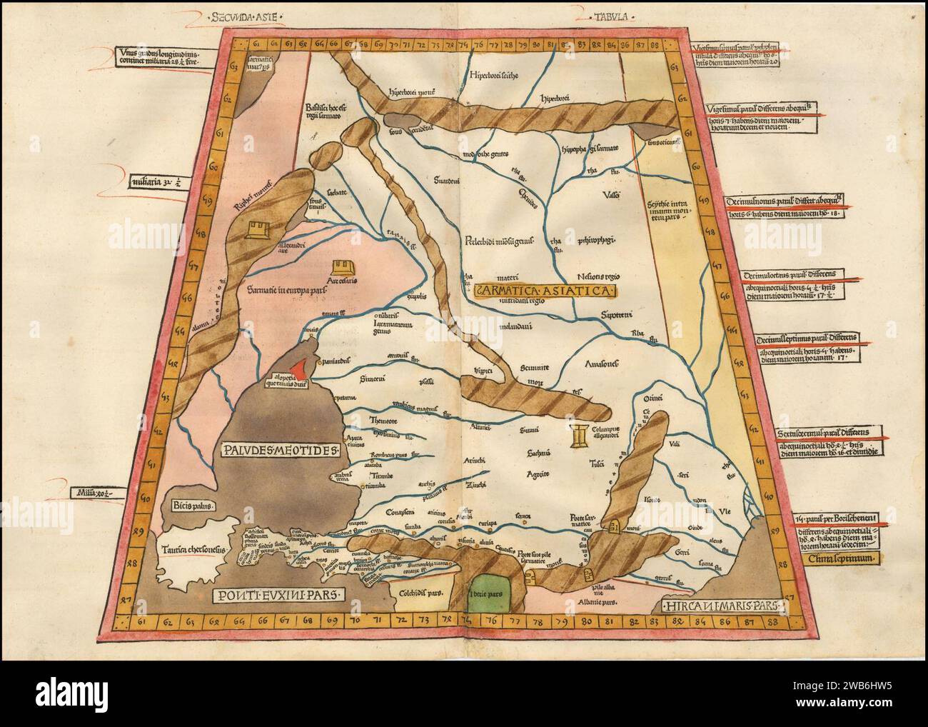 1486 Ptolemy's 2nd Asian Map by Johann Reger Stock Photo - Alamy