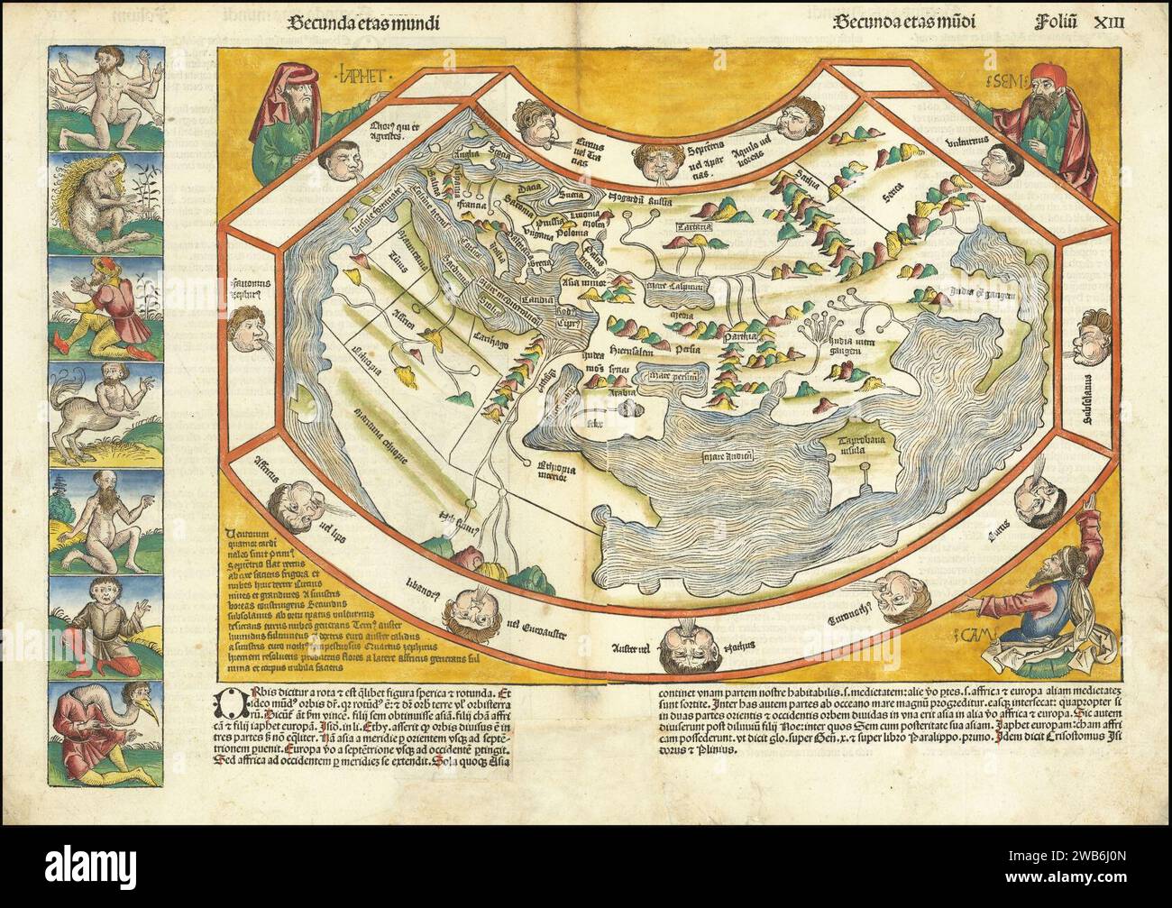 1493 map of the world - Secunda etas mundi Stock Photo - Alamy