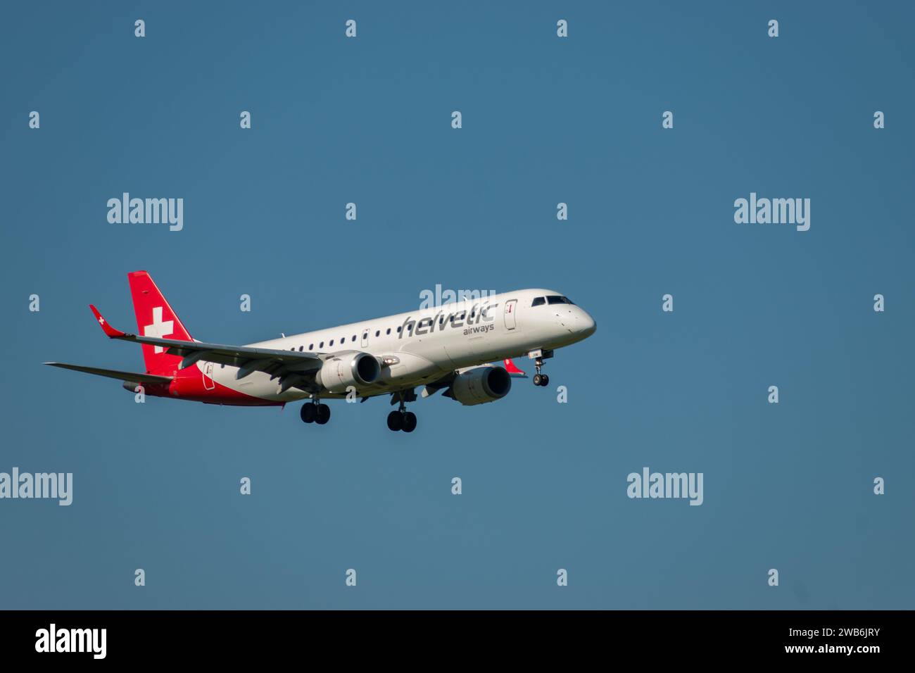 Zurich, Switzerland, September 6, 2023 HB-JVM Helvetic Airways Embraer ...