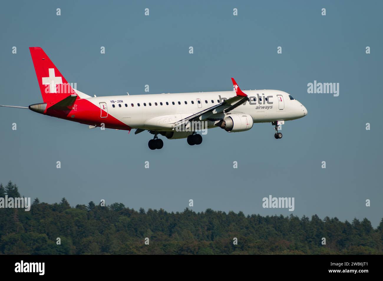 Zurich, Switzerland, September 6, 2023 HB-JVM Helvetic Airways Embraer ...