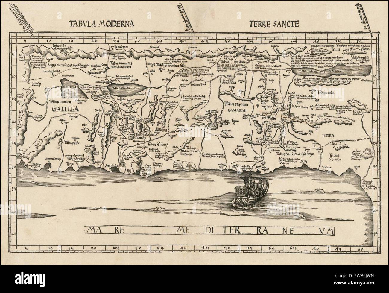 1513 map of Palestina by Martin Waldseemüller Stock Photo - Alamy