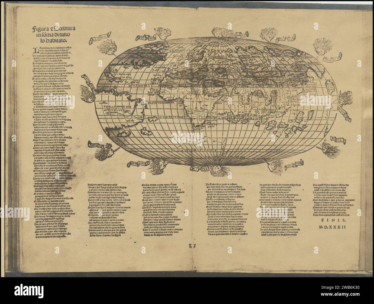 1532 Rosselli-Sonetti Woodblock World Map Stock Photo - Alamy