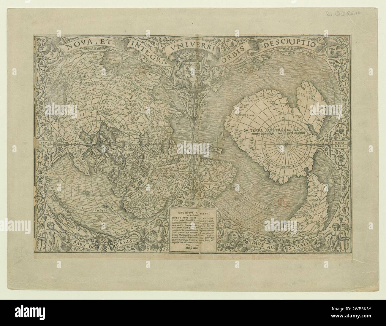 1532 map of the world - Nova et integra universi orbis descriptio Stock ...