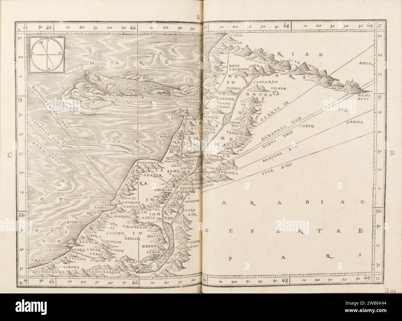 1532 map of Palestine by Jacob Ziegler Stock Photo - Alamy