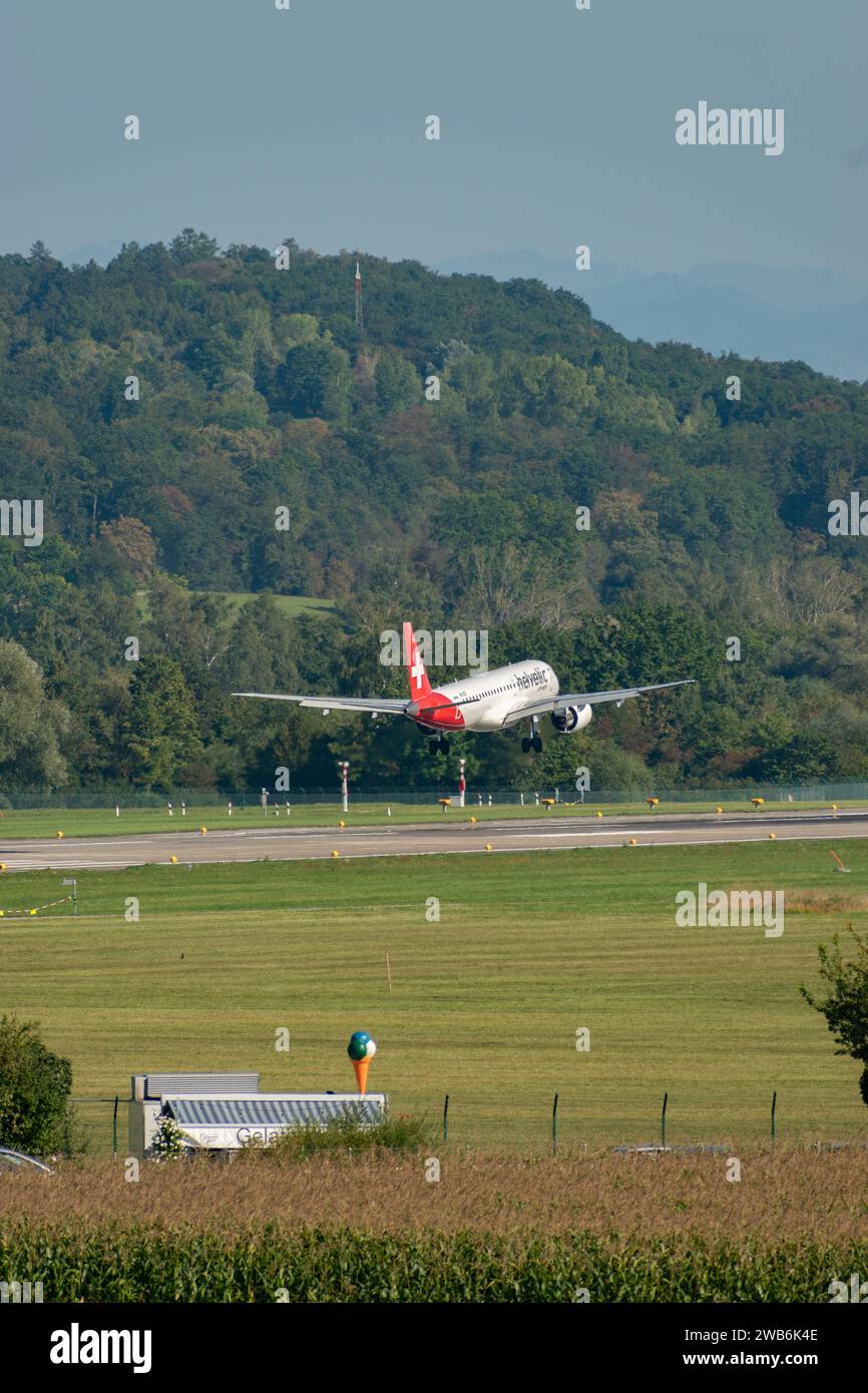 Zurich, Switzerland, September 6, 2023 HB-AZB Helvetic Airways Embraer ...