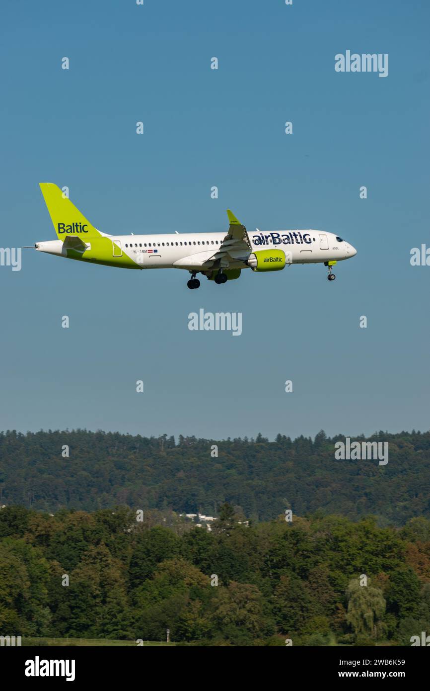 Zurich, Switzerland, September 6, 2023 YL-ABM Air Baltic Airbus A220 or ...