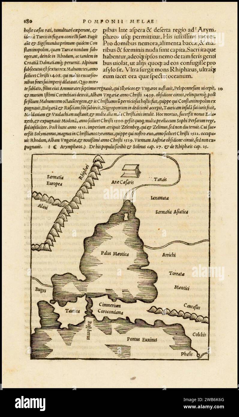 1538 map of the Bosphorus Straits, Black Sea, Sea of Marmora Stock ...