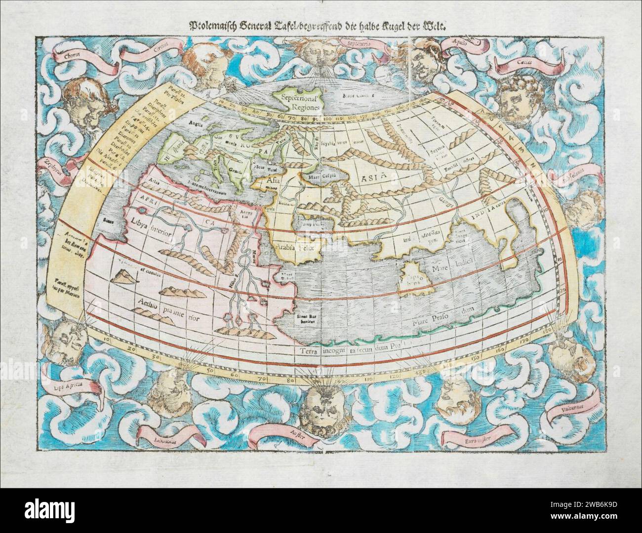 1550 Ptolemaic world map by Sebastian Münster Stock Photo - Alamy