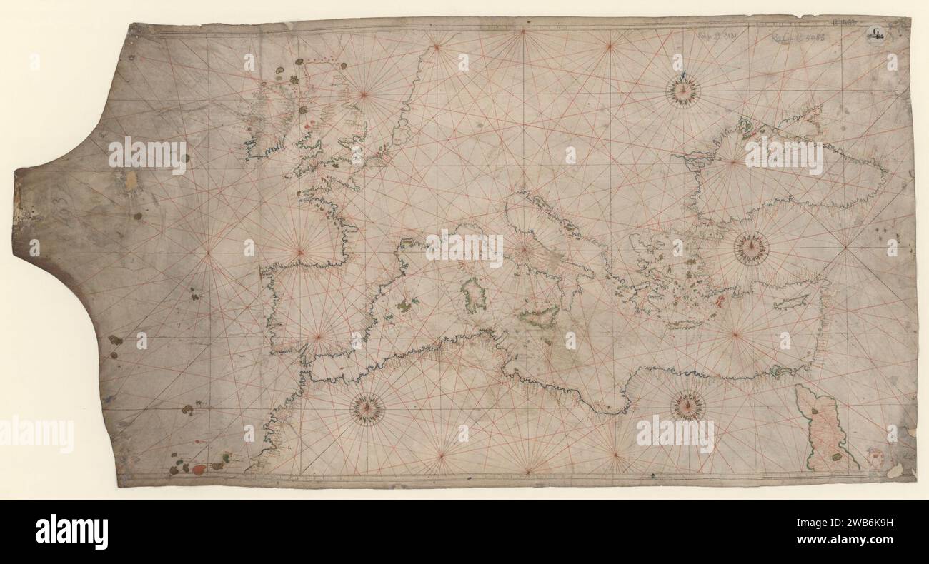 1550 Portolan chart of the Mediterranean Sea and the Black Sea Stock ...