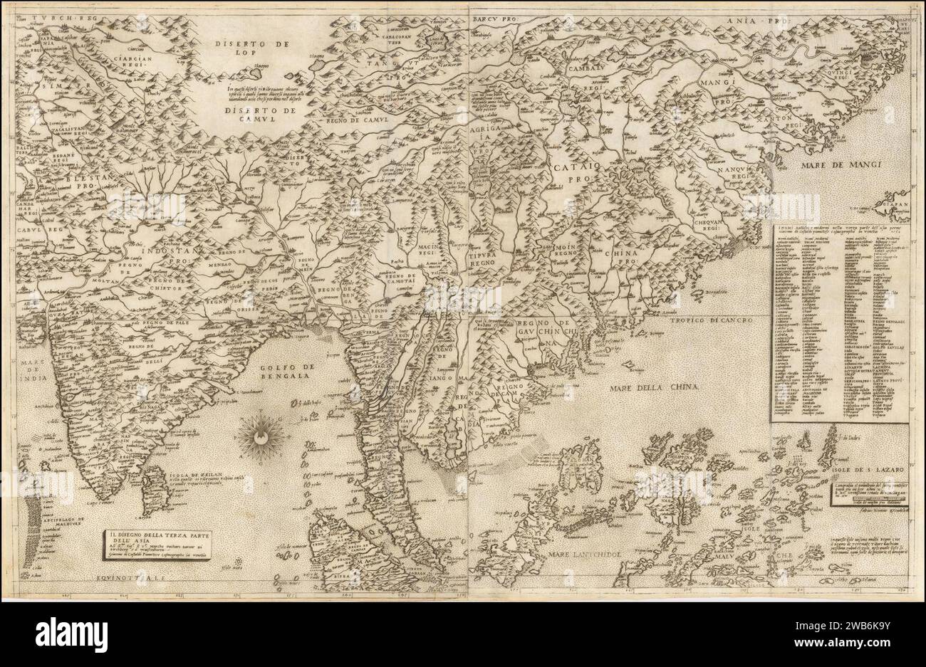1561 map of East Asia by Giacomo Gastaldi Stock Photo - Alamy