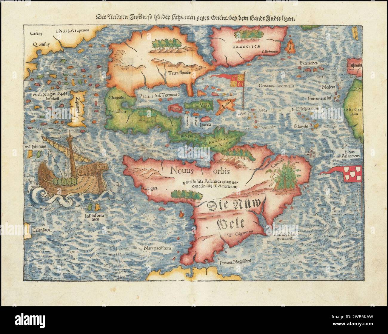 1561 map of the Americas by Sebastian Münster Stock Photo - Alamy
