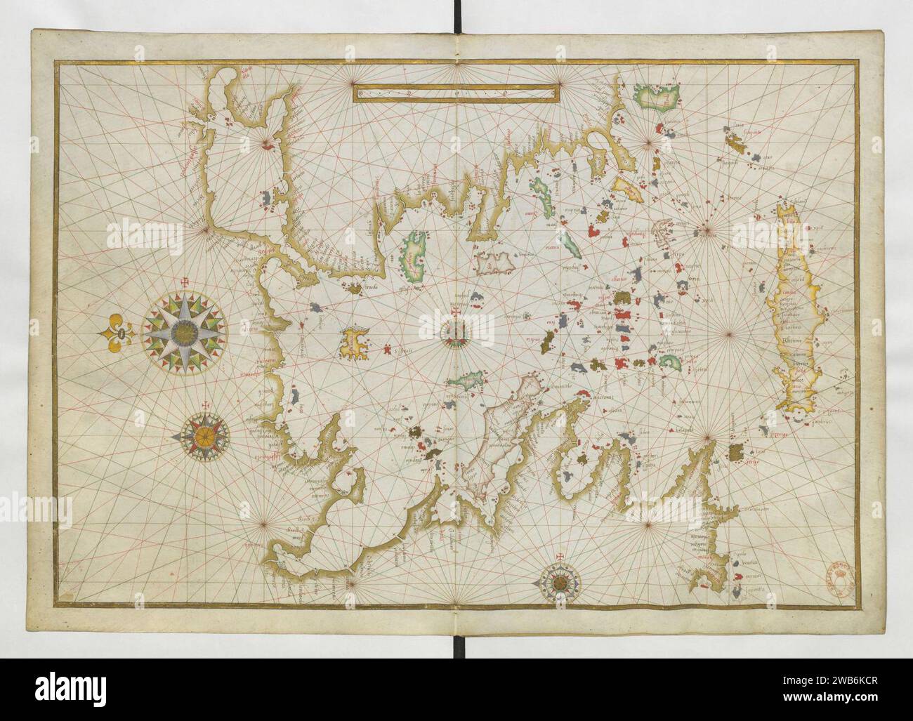 1574 Portolan chart of the Aegean Sea and the Sea of Marmara by Diogo ...