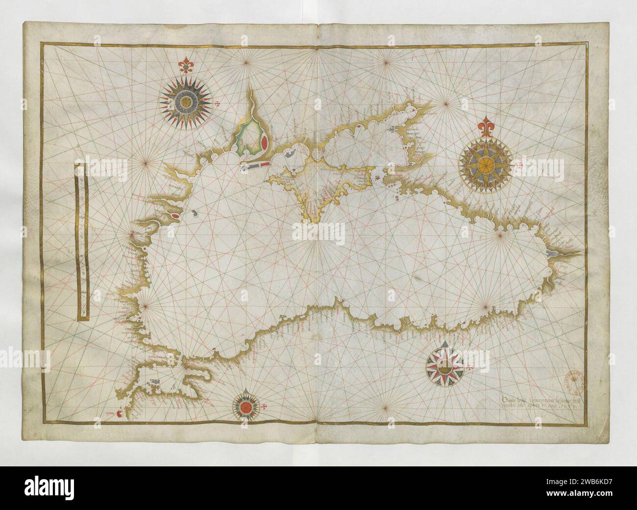 1574 Portolan chart of the Black Sea and the Sea of Marmara by Diogo ...