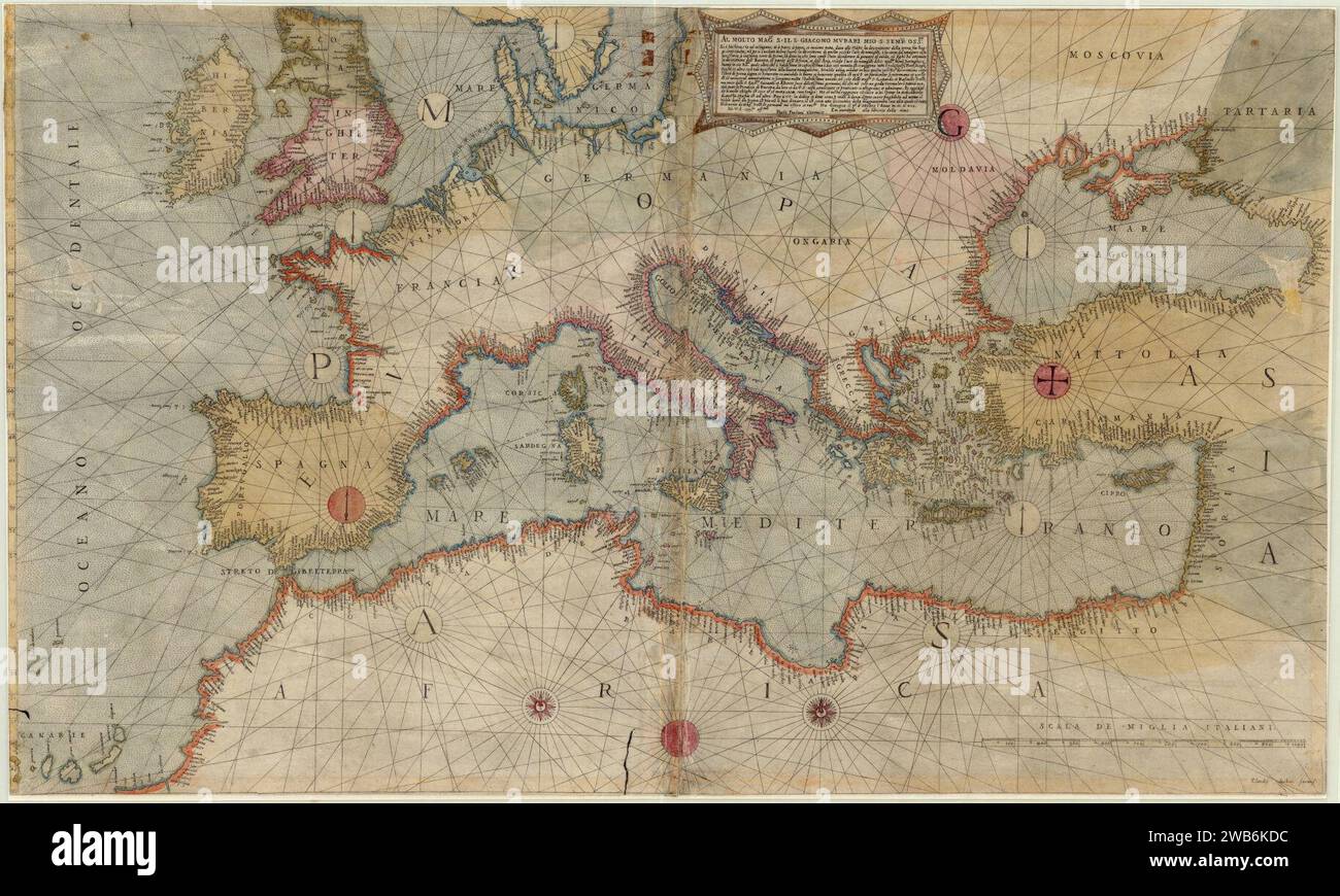 1569 map of the Mediterranean Sea Stock Photo - Alamy