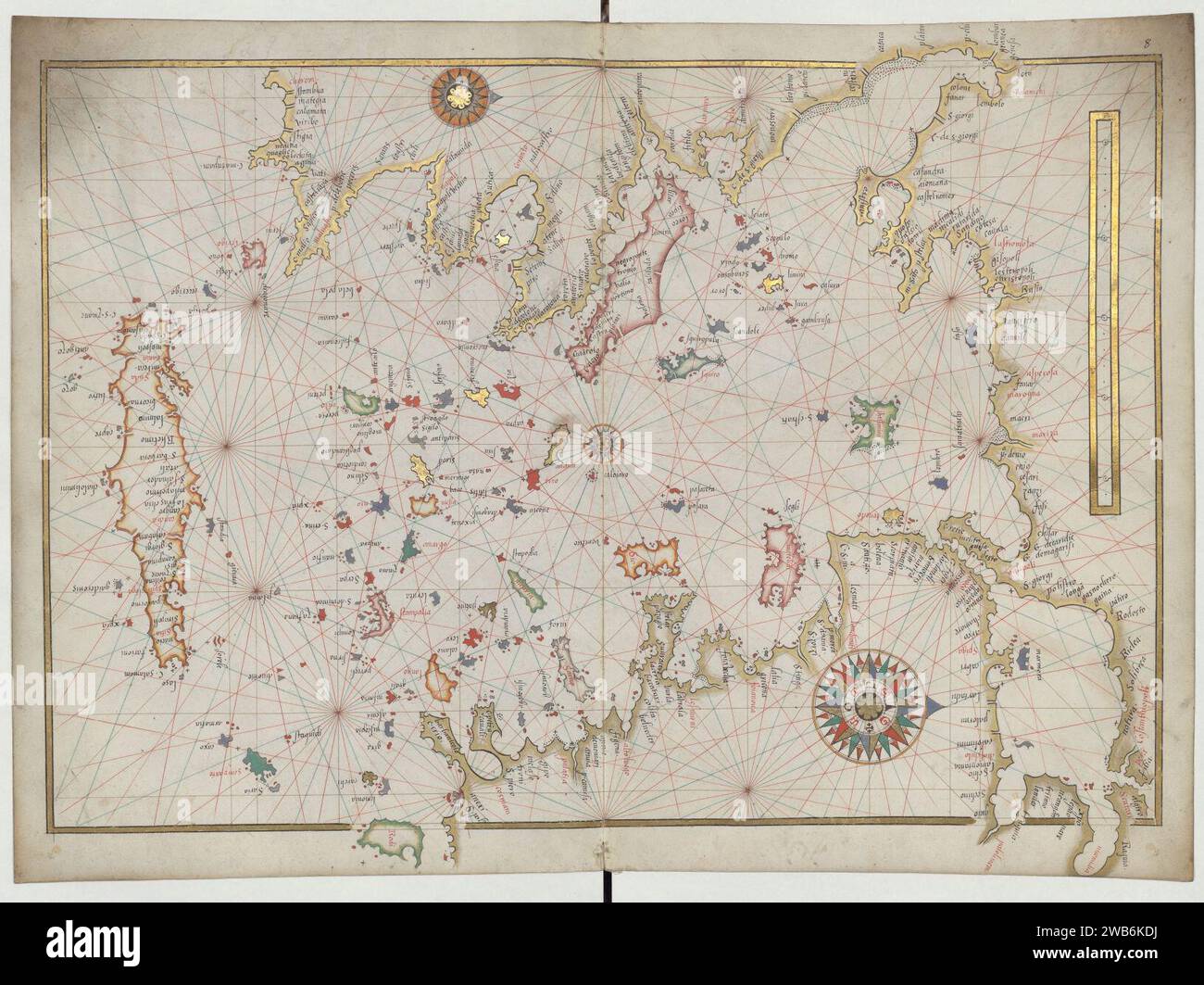 1572 Portolan chart of the Aegean Sea and the Sea of Marmara by Diogo ...
