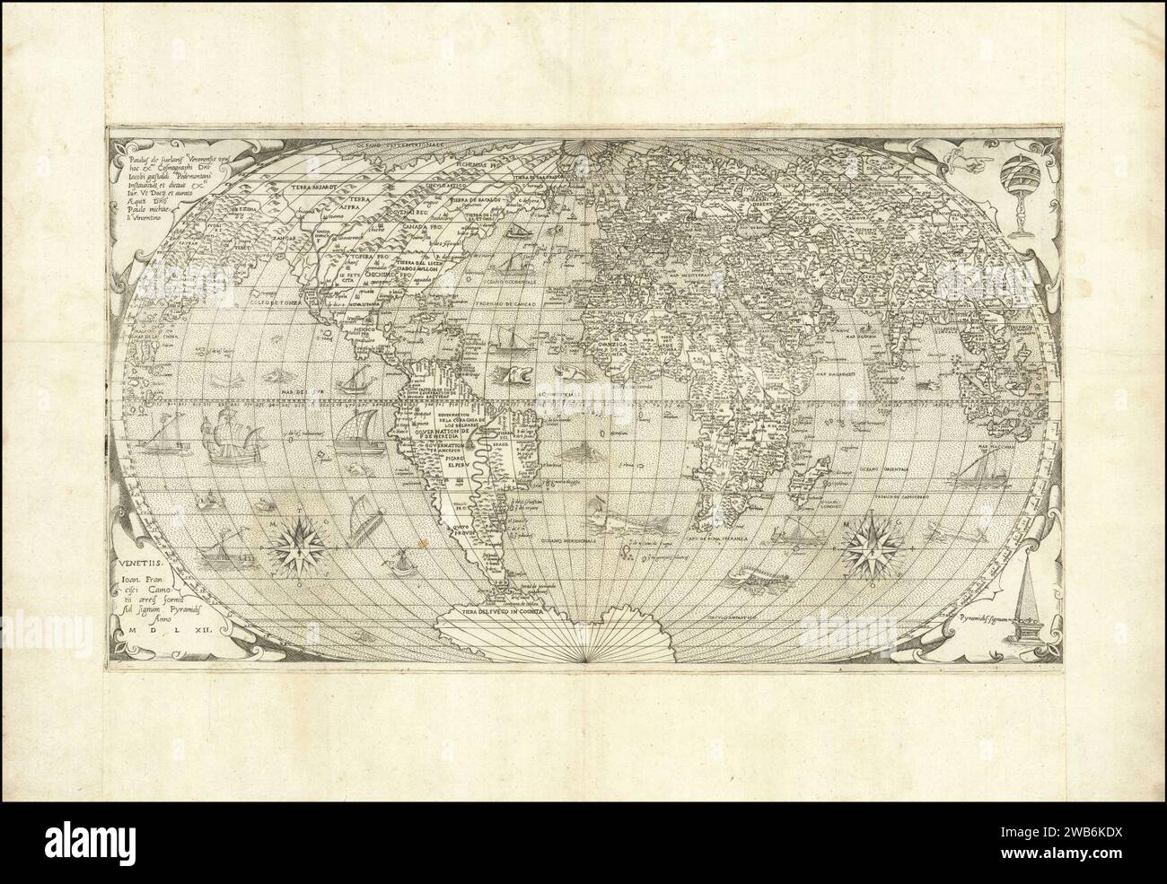 1562 world map by Paolo Forlani Stock Photo - Alamy